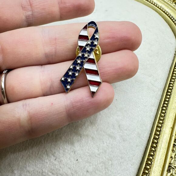 Vintage | Jewelry | Vintage Jewelry American Flag Ribbon Pin Brooch ...